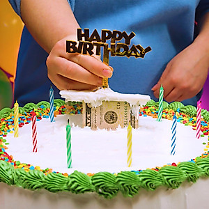 BEST PARTY EVER! Cash Stash Cake Surprise Candle Set, Pull Out Money Box for Birthday Cake with 24 Candles, Holds Up to 40+ Bills, Birthday Cake Topper