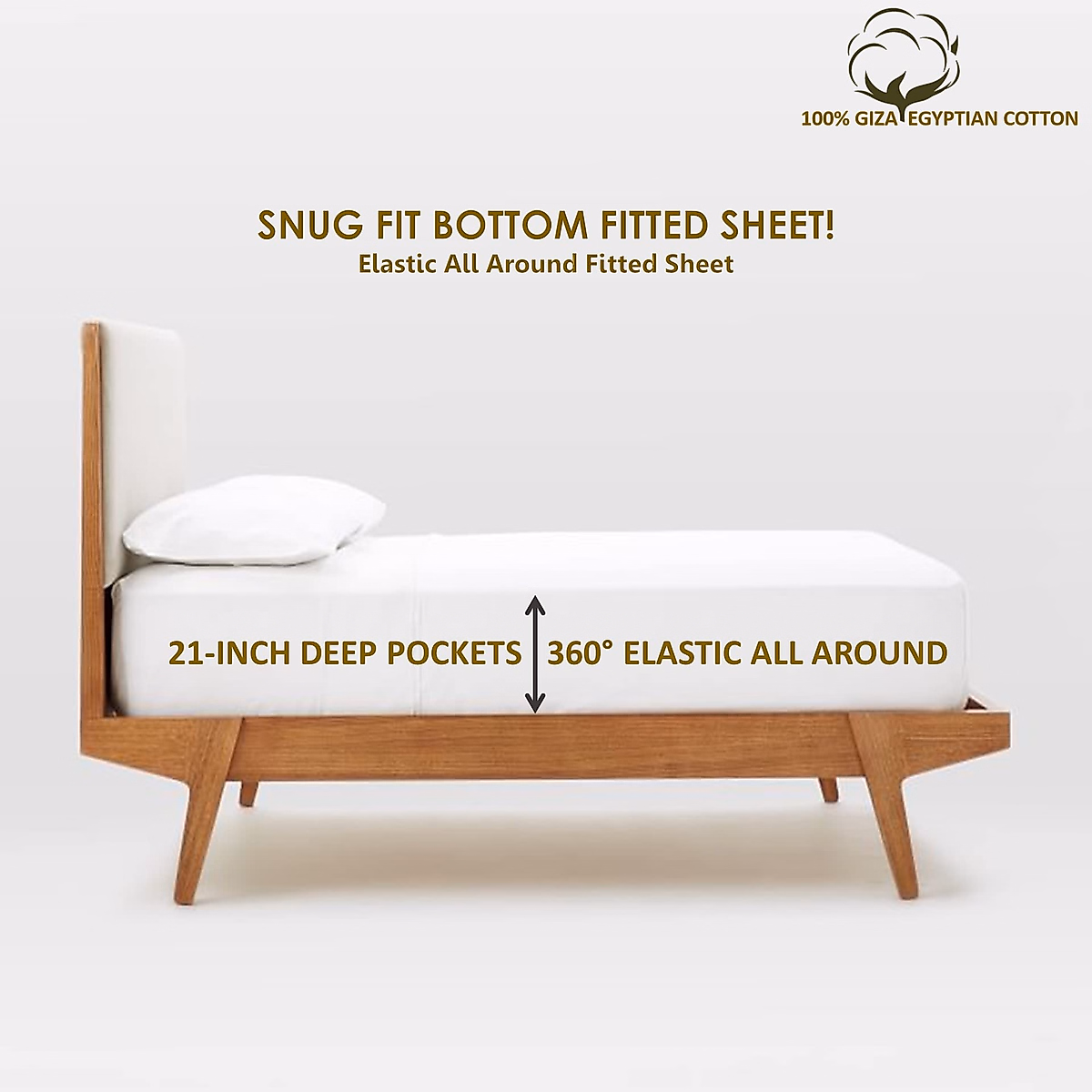 21" Extra DEEP Pockets 1000-Thread-Count, 100% Egyptian Cotton, 6-PC Sheet Set |1 Fitted, 1 Flat, 4 Pillowcases| 1000TC Soft Long Staple Cotton - Twin Size, Light Blue Color