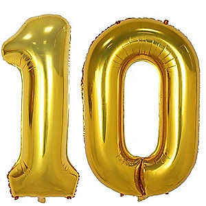 Tellpet Gold Number 10 Balloon, 40 Inch