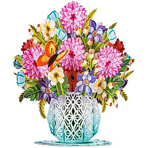 Paper Love HugePop 3D Spring Bouquet Pop Up Card, with Detachable Paper Flower Bouquet, Gift for Birthday, Mothers Day, Anniversary, Thank You, All Occasion - Jumbo 10" x 14" Cards - Includes Envelope and Note