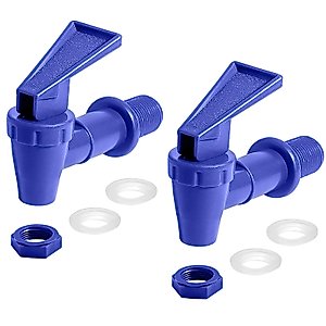 LifCratms 2Pcs BPA-Free Replacement Cooler Faucet, Blue Plastic Water Spigot Spout Water Dispenser Tap Set, Reusable Water Crock Tap Water Beverage Lever Pour Dispenser Valve