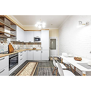 Gloria Non Slip Rubber Back Kitchen Rug Kitchen Runner Kitchen Mat Carpet for Kitchen Anti Slip Stair Treads (Emy-BGE, Kitchen Set (20"x59" and 20"x30"))