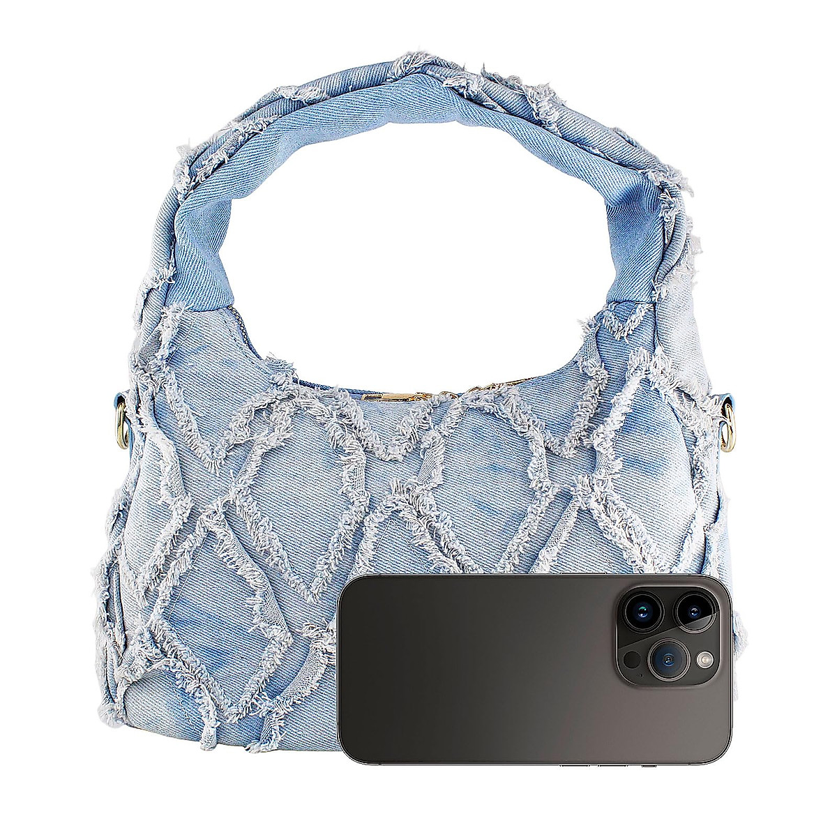 OUUKP Women's Retro Denim Shoulder Bag Quilted Evening Bag,Casual Style Fashion clutch purses with Mini small packet,Handbags with Necklace and Earrings for Party Prom Travel Present,blue