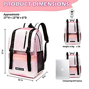 Robhomily Girls Backpack for Middle School 17 inch Large Capacity Lightweight School Backpack for Teens Girls with Waterproof Pink Gradient Color