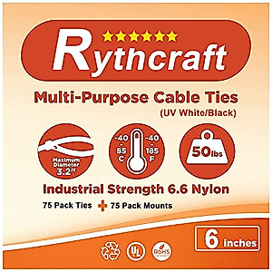 75 Pcs Cable Zip Ties Base Saddle Type Mounts with 6 Inch & 0.19 Inch Cable Ties and Stainless steel Screw, Anchor Wire Cable Clips Organizer Holders Clamps fasteners (Black/White)