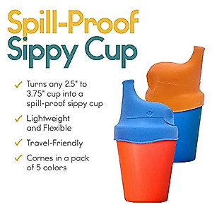 Ashtonbee Silicone Sippy Cup Lids, Elephant Stretch Lids for Soft Spout Sippy Cup, Spill-proof Toddler Sippy Cups Lid, Set of 5