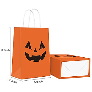 Halloween Pumpkin Gift Bags for Pumpkin Decor Tote Party Favor Goody Candy Gift Bag Trick or Treat Bags for Pumpkin Decorations Party Favors for Kids Adults Halloween Party Decorations - 16 PCS