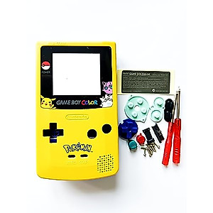 JMXLDS Replacement Full Housing Shell Case Cover Pack with Screwdriver Buttons for Game boy Color GBC Repair Part-Yellow&Blue.
