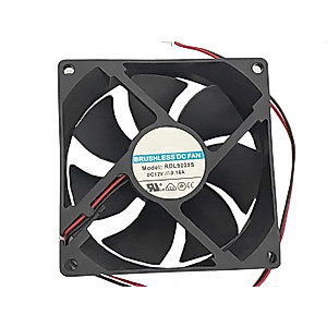 RDL9025S DC12V Brushless DC Fan, 0.16A 9025 2-Wire Cooling Fan