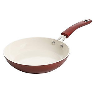 Kenmore Nonstick Ceramic Coated Forged Aluminum Induction Cookware, 2PC - Fry Pan Set, Metallic Red