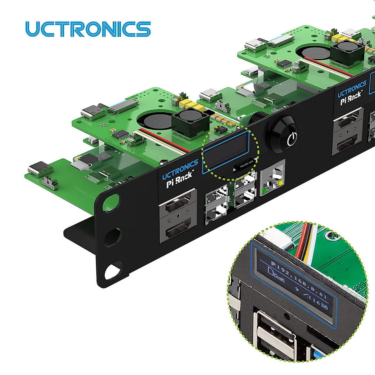 UCTRONICS for Raspberry Pi 4 Rerouting Board with POE Functionality, OLED Display, Power Switch and SD Adapter Board