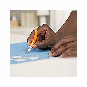 Fiskars Softgrip FingerTip Art Knife, Finger-Handicraft Knife/Blade, for Right- and Left-Handed People, Total Length: 10,7 cm, Quality Steel/Plastic, Orange, 1024409