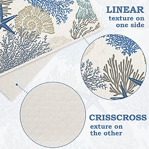 AnyDesign Ocean Swedish Kitchen Dishcloths Under The Sea Kitchen Dish Towel Reusable Seashell Starfish Coral Absorbent Cotton Dish Cloth for Summer Beach Party Cleaning Housewarming, 7 x 8, 4Pcs