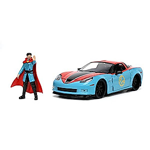 Jada Toys Marvel Doctor Strange 1:24 2006 Chevy Corvette Z06 Die-Cast Car with 2.75'' Dr. Strange Figure, Toys for Kids and Adults (32115)