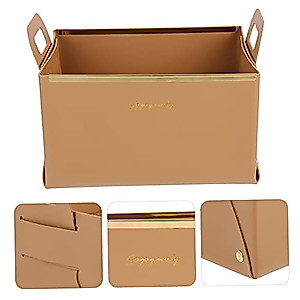 Cabilock 2pcs Leather Storage Basket Desk Containers Nightstand Decor Small Storage Container Foldable Storage Bins with Lids Snack Container Closet Storage Baskets Kitchen Storage Box