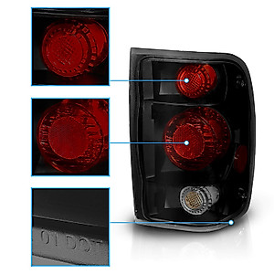 AmeriLite Black/Smoke Replacement Brake Tail Lights Set For 98-00 Ford Ranger Only - Passenger and Driver Side