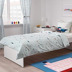 Ikea Upptag Duvet Cover and Pillowcase Waves Boats Pattern Blue Twin 804.402.98