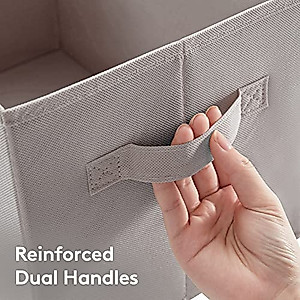 Lifewit 20L Foldable Clothes Storage Bins for Closet Collapsible Sturdy Fabric Storage Basket Cube with 2 Reinforced Dual Handles Fabric Closet Organizers, 3 Packs, Large, Light Grey