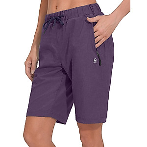 Little Donkey Andy Women's Lightweight Breathable Hiking Shorts, Quick-dry Golf Shorts with Zipper Pockets, Air-Holes Tech Purple Magic Heather L