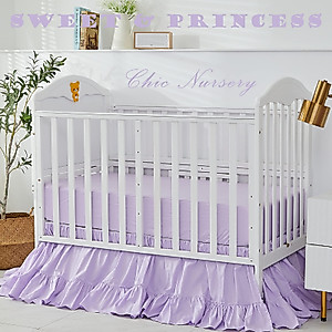 Brandream Crib Bedding Sets for Girls with Purple Elephant Embroidery 100% Washed Pure Cotton Baby Nursery Bedding Set 3 Pieces