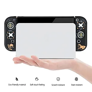 Dockable Protective Case Compatible with Switch OLED 2021, Hard Shell Case Cover for Switch OLED 7 Inch and Joy-Con Controllers with 4 Thumb Grips,Zelda Switch OLED Carrying Case (Zelda)