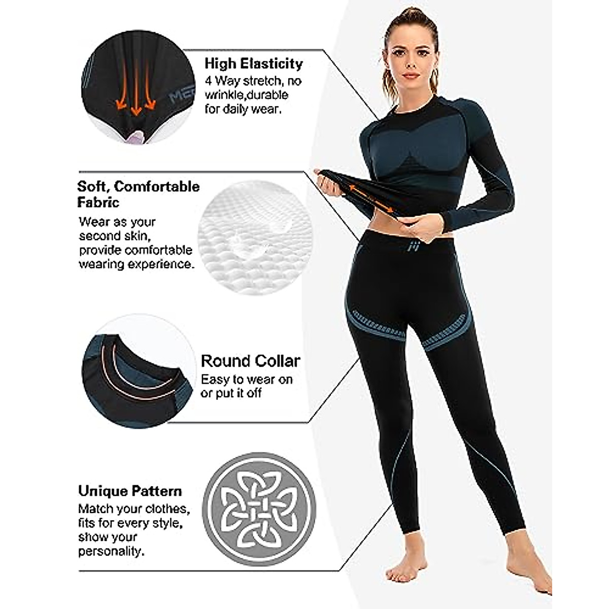 MEETWEE Thermal Underwear Set for Women,Winter Base Layer Long Johns Warm Top and Bottom Sets for Skiing(Green,S)