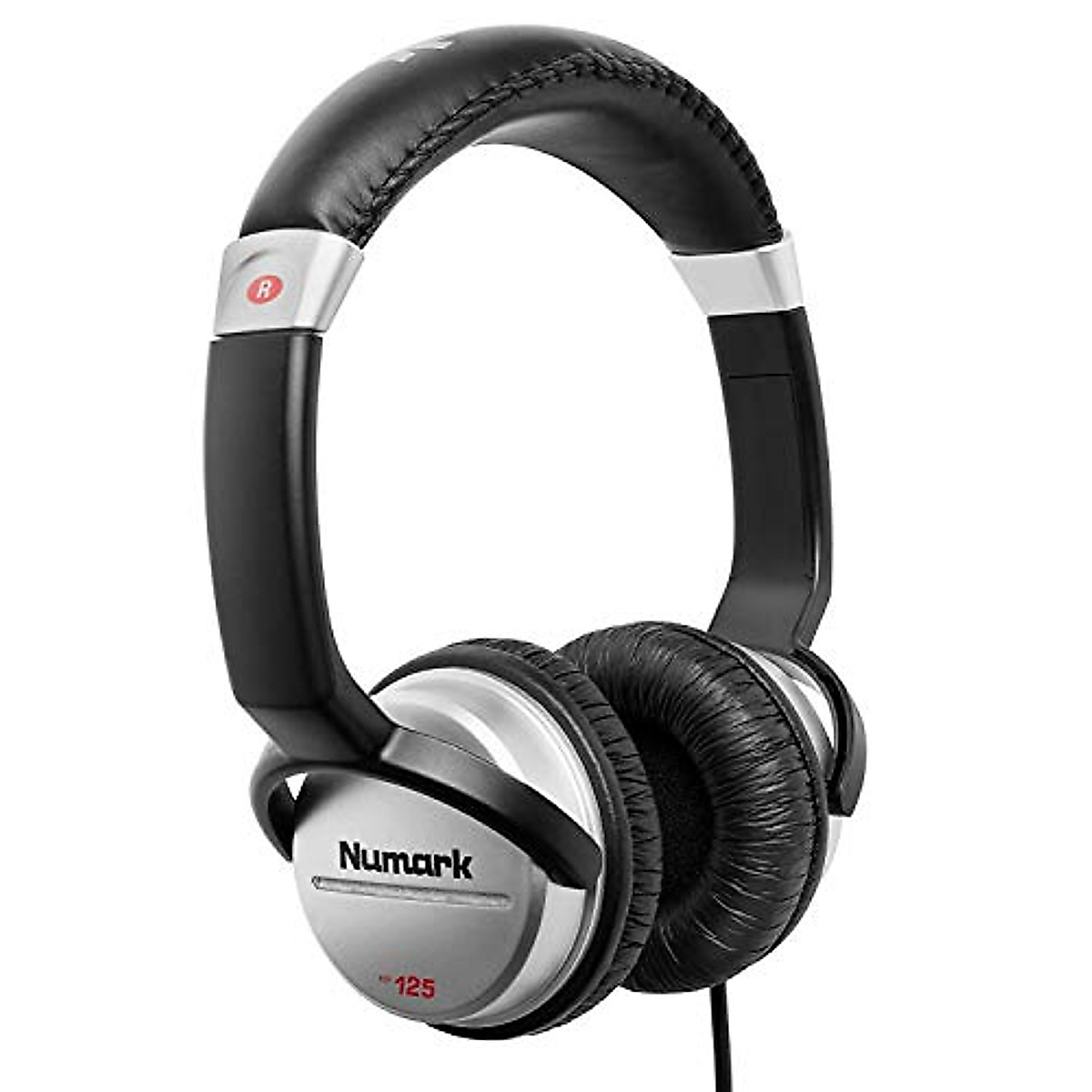 Numark HF125 | Ultra-Portable Professional DJ Headphones With 6ft Cable, 40mm Drivers for Extended Response & Closed Back Design for Superior Isolation, Silver, Оne Расk