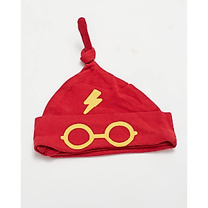 Harry Potter Baby Boys Blanket, Hat, and Socks Set Baby Plush Polar Fleece Blanket 35x35 Baby Gifts (Red/Yellow/Grey, 0-12 Months)