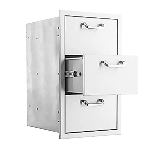 BBQGUYS Signature 16-Inch Stainless Steel Triple Access Drawer - Traditional