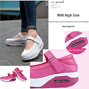 AngryMonkey Womens Air Cushion Buffer Mary Jane Walking Nursing Orthotic Heel Pain Wedge Adjustable Breathable Platform Work Nurse Shoes (Black/PU,8,Women,8)