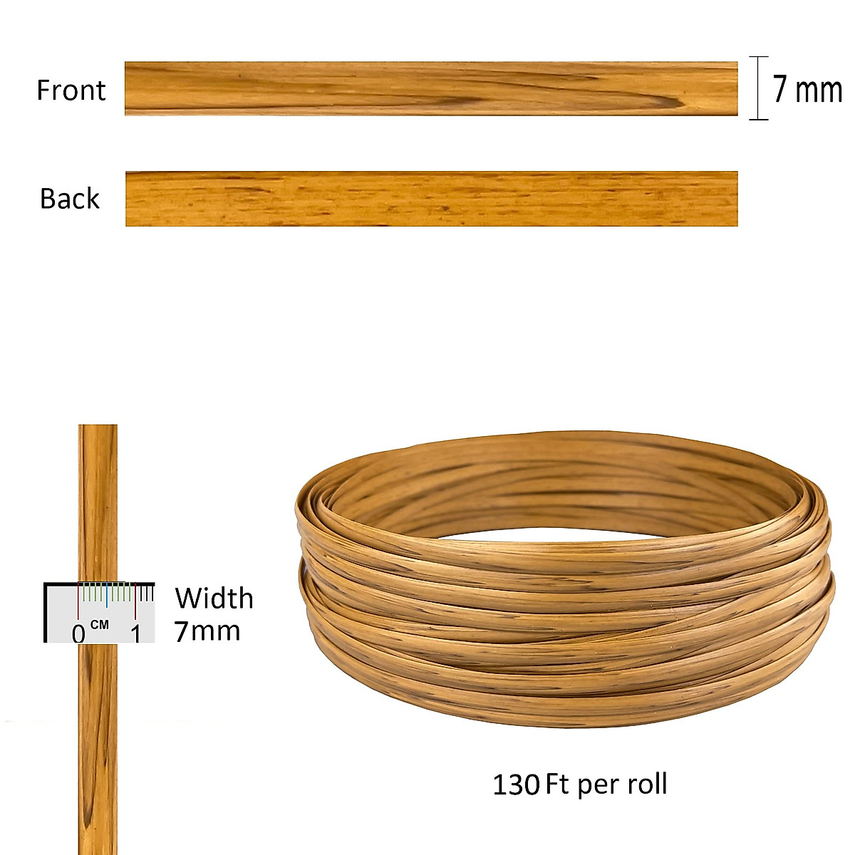 Laphivieh 130 Ft Light Wood Grain Plastic Wicker Repair Kit with Stainless Steel Weaving Tool, Plastic Rattan Material for Patio Rattan Furniture Repair Replacement Supplies