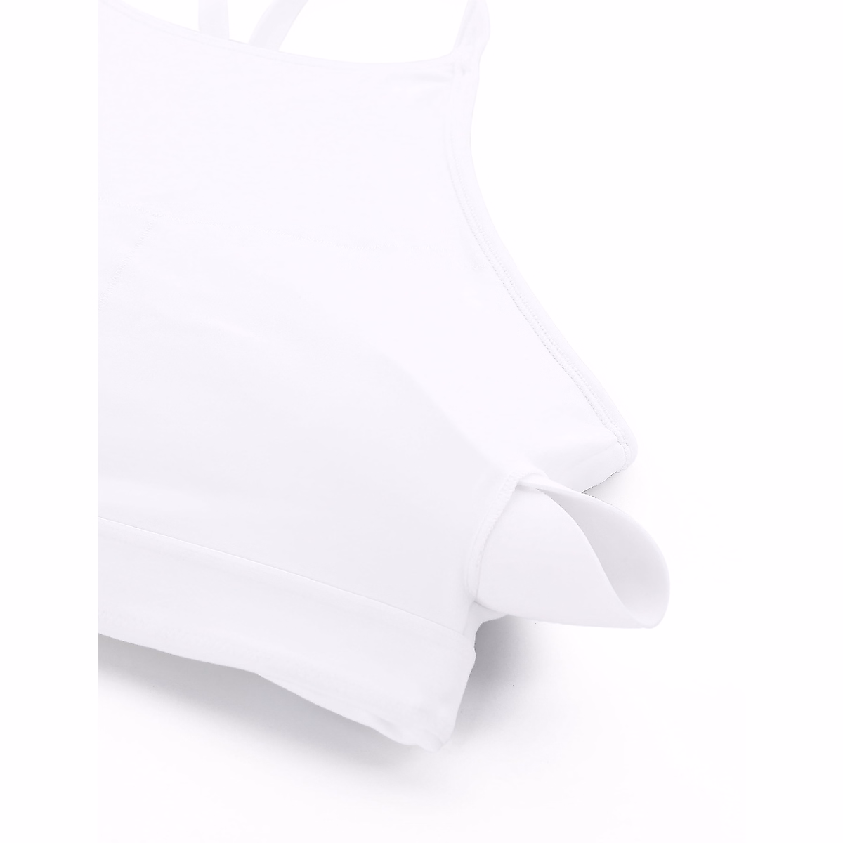 CRZ YOGA Butterluxe Womens High Neck Y Back Sports Bra - Padded Halter Racerback Spaghetti Thin Strap Workout Gym Top White Medium