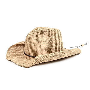 San Diego Hat Company Women's Crocheted Raffia Cowboy Hat,Natural,One Size