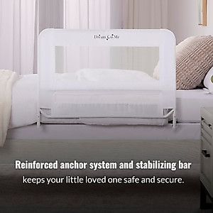 Dream On Me Lightweight Mesh Security Adjustable Bed Rail for Toddler with Breathable Mesh Fabric in White