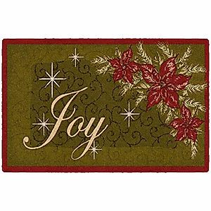 Brumlow MILLS Poinsettia Joy Holidays Washable Festive Floral Indoor or Outdoor Christmas Rug for Living or Dining Room, Bedroom and Kitchen Area, 30" x46" , Green