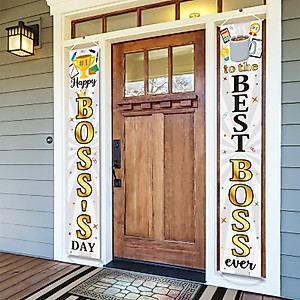 CiyvoLyeen Boss's Day Banner Happy Boss's Day Porch Signs Home Front Door Hanging Decor Boss Party Supplies Boss Day Party Decor