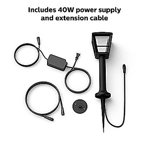 Philips Hue Econic White & Color Ambiance Outdoor Smart Pathway Light Base Kit + Light Extension + Smart Hub