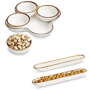 ONEMORE Chip and Dip Serving Set, Olive Tray Bundle