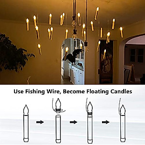 Raycare 12 PCS LED Flameless Taper Candle Lights, Flickering Flame Floating Candles, Battery Operated Tapered Candles for Party, Church, Christmas Decorations