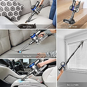 INSE Cordless Vacuum Cleaner, 400W Stick Vacuum with 30Kpa Powerful Suction, 55min Runtime, Smart Induction Auto-Adjustment, Rechargeable Cordless Vacuum for Carpet and Floor Pet Hair, LED Display-S9