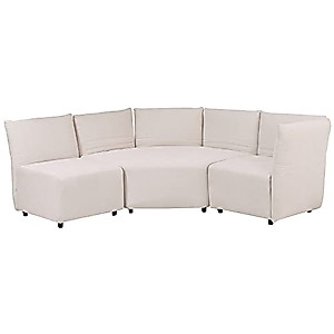 FULife Convertible Free Combination Curved Sofa Upholstered Deap Modular Sectional Couch with Adjustable Backrest,Modern DIY Luxury 4-Seat Leisure Corner Sofá for Living Room, Beige Polyester 106.3"w