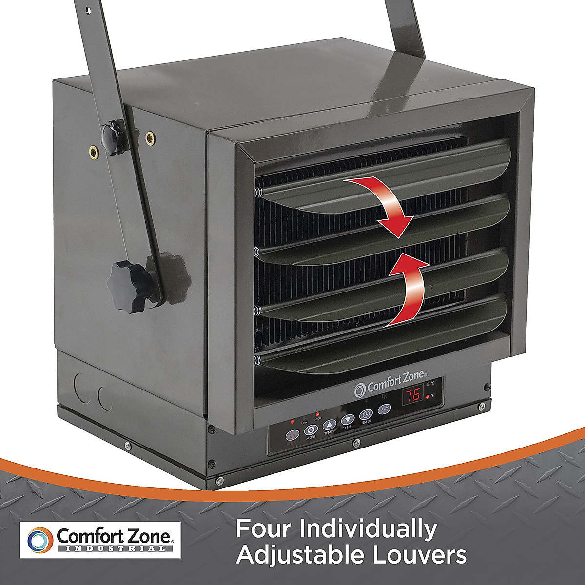 Comfort Zone Hard-Wired Ceiling Mount Garage Space Heater with Remote, 7,500 Watt, 240 Volt, Fan-Forced, Overheat Protection, Digital Thermostat, 12-Hour Timer, Ideal for Garage & Workshop, CZ230ER