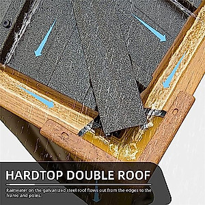 Evedy Gazebo 12x12, Hardtop Gazebo, Wooden Coated Aluminum Frame Canopy with Galvanized Steel Double Roof, Netting and Curtains Included, for Patio, Deck and Lawn