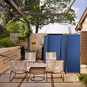 Room Divider Folding 4 Panels Privacy Screens Room Decor Freestanding Blue for Home Office Dorm Decor Accents Furniture Portable Freestanding Steel Frame