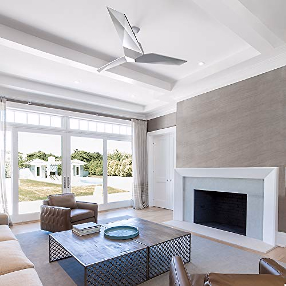 Vortex Smart Indoor and Outdoor 3-Blade Ceiling Fan 60in Automotive Silver with Remote Control works with Alexa, Google Assistant, Samsung Things, and iOS or Android App