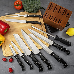 Knife Set, 10 Pieces Chef Knife Set with Block for Kitchen, High Carbon Stainless Steel Chef knife set, Ultra Sharp, Not easy to rust, Easy to clean