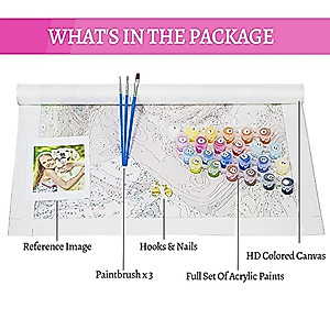 Hlison DIY Paint by Number for Adults, DIY Sunflower Paint by Number on Canvas, Easy Adult Paint by Number for Kids Beginner, Home Wall Decor 16”x20”