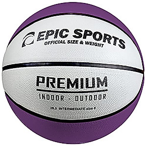 Epic Multi-Color Premium Rubber Recreational Purple/White Basketball 6-28.5" (Intermediate)