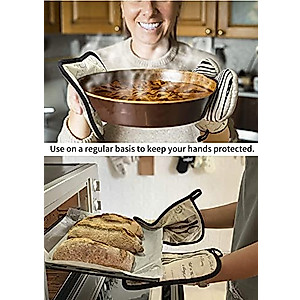 GREVY Cotton Oven Mitts with Silicone Grip Pot Holder Terry Washcloths Basic Kitchen Line Set(6 Pack)