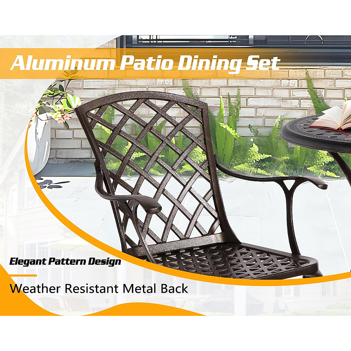 TITIMO 3 Piece Outdoor Bistro Table Set Cast Aluminum Table and Chairs Patio Furniture Antique Bronze